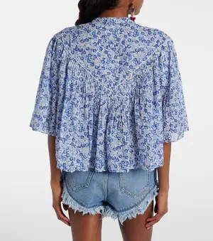 MARANT ETOILE Floral Cotton Veelia Top - Blue