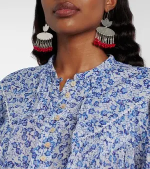 MARANT ETOILE Floral Cotton Veelia Top - Blue