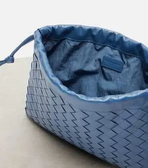 Bottega Veneta Intrecciato Leather Pouch - Blue