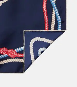 Prada Printed Silk Twill Scarf - Blue
