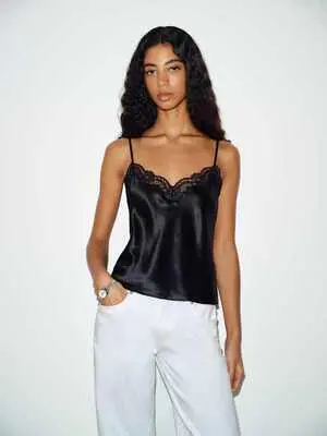 REFORMATION Teddy Silk Camisole - Black