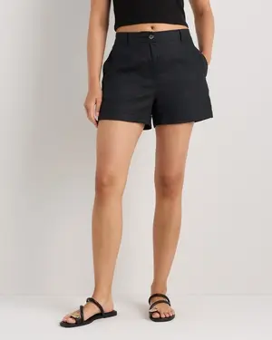 Quince European Linen Trouser Shorts - Black