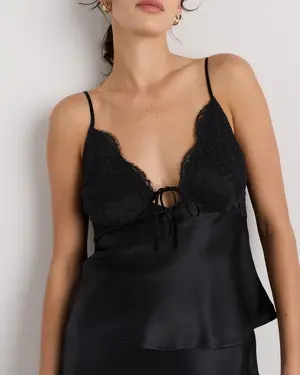 Quince Lace Cutout Cami - Black