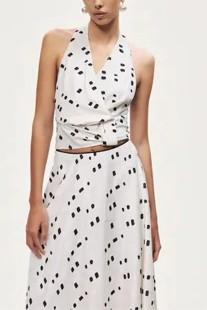NOCTURNE Printed Halter Blouse