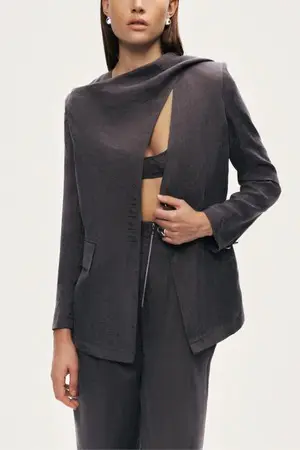 NOCTURNE Asymmetrical Draped Tailored Jacket
