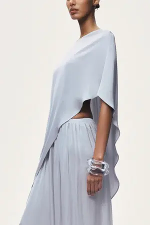 NOCTURNE Draped Cape Blouse - Grey