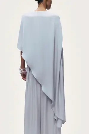 NOCTURNE Draped Cape Blouse - Grey