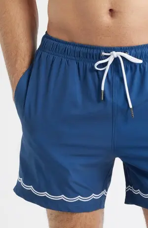 MAVRANS Waves Embroidered Swim Trunks