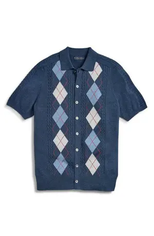 Brooks Brothers Collared Argyle Cotton Cardigan