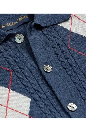 Brooks Brothers Collared Argyle Cotton Cardigan