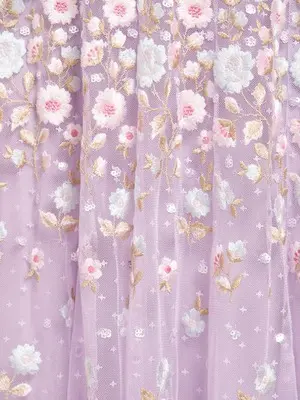 NEEDLE & THREAD Ethereal Blooms Short Sleeve Ankle Gown - Lavender/multi