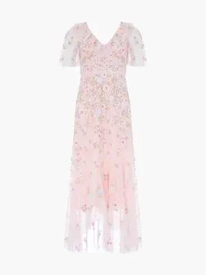 NEEDLE & THREAD Ethereal Blooms Frill Ankle Gown - Seashell/multi