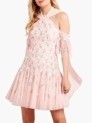 NEEDLE & THREAD Dandelion Ditsy Halter-neck Micro Mini Dress