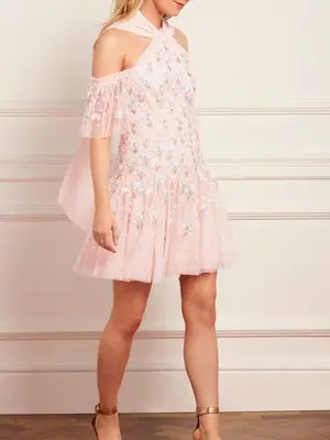 NEEDLE & THREAD Dandelion Ditsy Halter-neck Micro Mini Dress