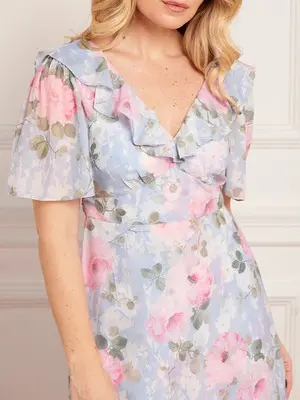 NEEDLE & THREAD Camille’s Garden V-neck Ankle Gown