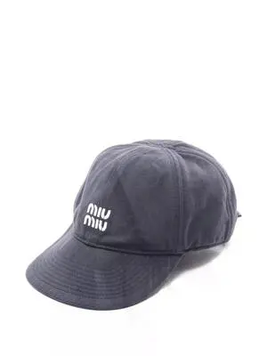 Miu Miu Miu Miu Cotton Baseball Cap Blue