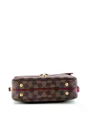 LOUIS VUITTON Clapton Handbag Damier And Leather Pm - Brown