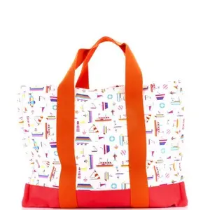 Hermès Petit Chartier Nappy Bag Printed Toile Large