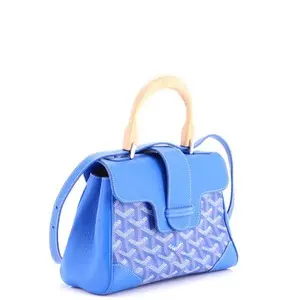 Goyard Saigon Top Handle Bag Coated Canvas With Leather Mini - Blue