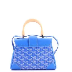 Goyard Saigon Top Handle Bag Coated Canvas With Leather Mini - Blue