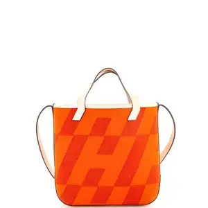 Hermès Cabas H En Biais Tote Canvas With Leather 27 - Orange