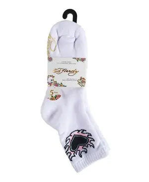 Ed Hardy Heart Flame Print Mid Crew Sock 5-pack