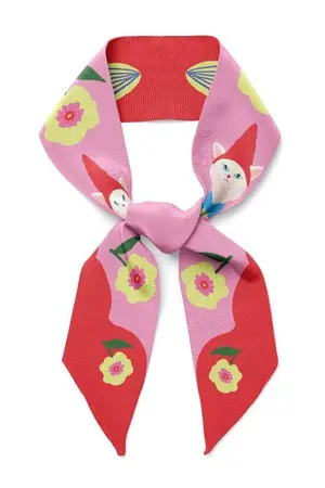 CENTINELLE Cat Garden Gnome Twilly Ribbon Scarf - Multicolor