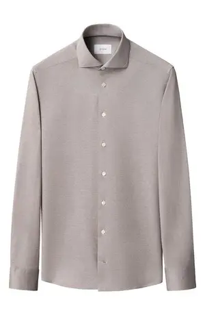 Eton Contemporary Fit Filo Di Scozia Jersey Dress Shirt - Medium Brown