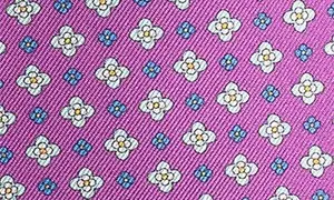 Eton Mid Purple Floral Medallion Silk Twill Pocket Square - Medium Purple