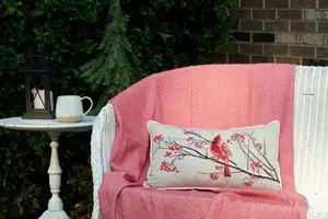 RIGHTSIDE DESIGNS Winterberry Cardinal Lumbar Pillow 12" X 21