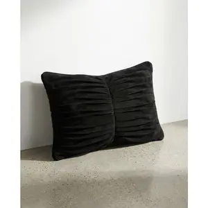 VILLA ABURI Pleated Cotton Suede Pillow - Abyss