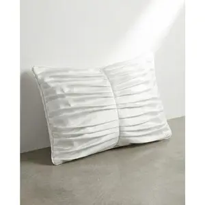 VILLA ABURI Pleated Cotton Suede Pillow - Milk