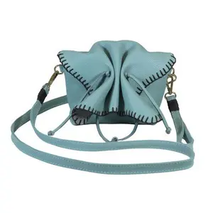 Carlos Falchi Mini Butterfly Leather Bag - Teal