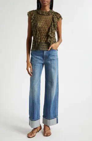 Ulla Johnson Daevy Cutout Ruffle Top - Pine