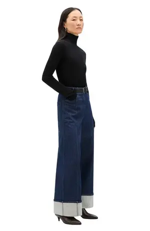 Another Tomorrow Wide Cuff Denim Pants