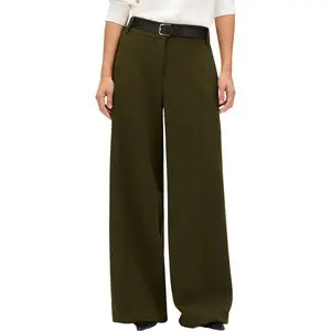 Another Tomorrow Double Face High-waist Wide-leg Pants