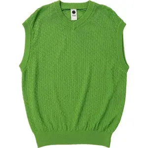 VOWELS Checkered Knit Vest - Green