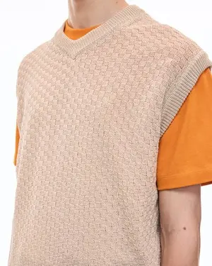 VOWELS Checkered Knit Vest