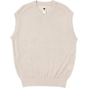 VOWELS Checkered Knit Vest - Ivory