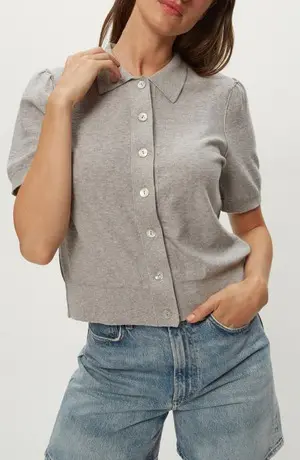 Michael Stars Button-front Knit Shirt - Heather Grey