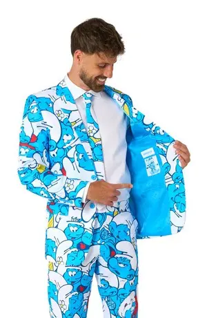 Opposuits X The Smurfs Slim Fit Two-piece Suit & Tie Set