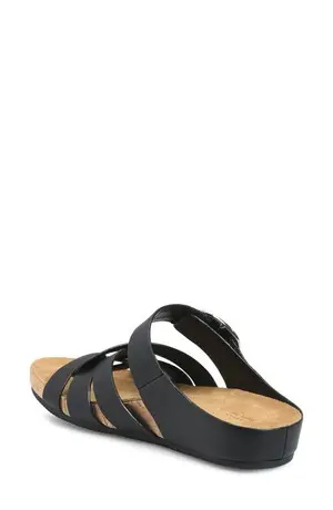 COMFORTIVA Gianna Platform Wedge Slide Sandals - Black
