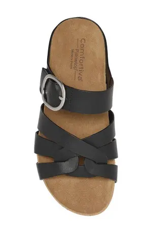 COMFORTIVA Gianna Platform Wedge Slide Sandals - Black