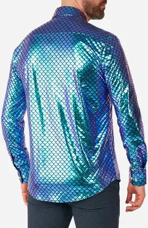Opposuits Fancy Fish Modern Tailored Fit Button-up Shirt - Blue