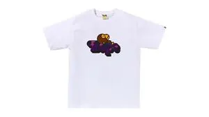 A BATHING APE Camo Milo On Tee Shirt - White/purple