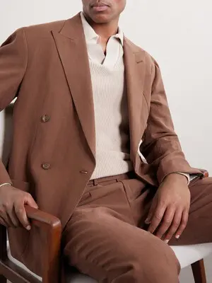 Thom Sweeney Cotton Long Sleeve Polo - Neutrals