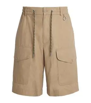 Moncler Cotton Poplin Cargo Shorts - Beige