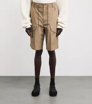 Moncler Cotton Poplin Cargo Shorts - Beige