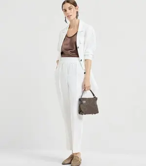 Brunello Cucinelli Twill Straight Trousers - Beige