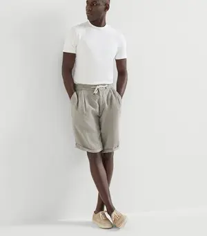 Brunello Cucinelli Linen Drawstring Bermuda Shorts - Brown
